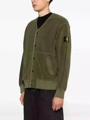 Stone Island Organic Cotton And Nylon Terry Fleece Cardigan - Green