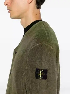 Stone Island Organic Cotton And Nylon Terry Fleece Cardigan - Green