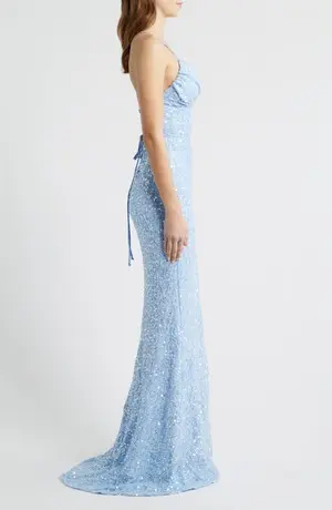EMERALD SUNDAE Sequin Lace-up Back Mermaid Gown