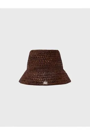 Maje Natural Raffia Bucket Hat - Brown