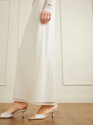 COLLEEN ALLEN Stretch Tencel Modal, Silk And Cashmere-blend Maxi Skirt - Neutrals