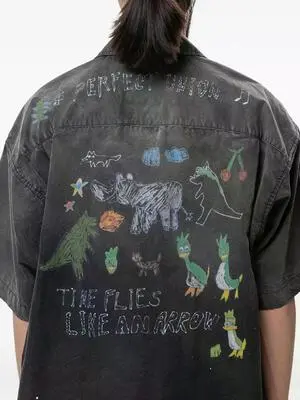 Mihara Yasuhiro Hand Drawing Print Shirt - Black