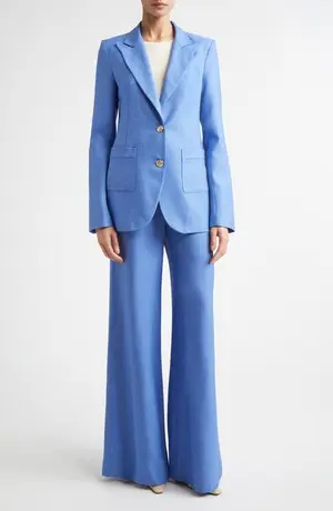 St. John Silk And Wool Wide Leg Trousers - Periwinkle