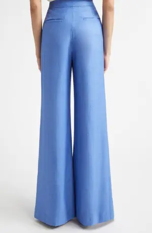 St. John Silk And Wool Wide Leg Trousers - Periwinkle