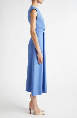 St. John Twisted Bodice Cap-sleeve Dress - Periwinkle