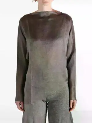 CORTANA Asymmetric Long-sleeve Top - Grey