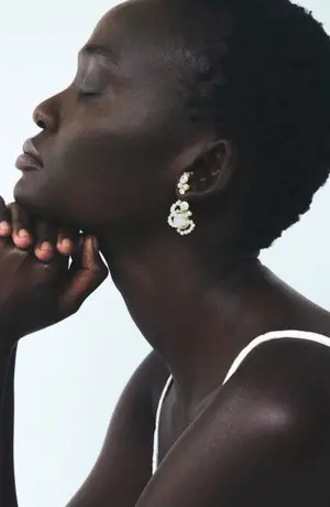 Completedworks Freshwater Pearl And Zirconia Drop Earrings