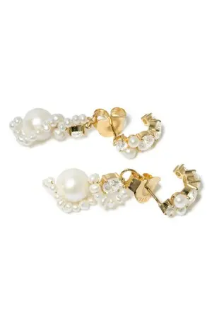Completedworks Freshwater Pearl And Zirconia Drop Earrings
