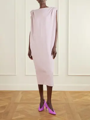 Balenciaga Sack Silk And Wool-blend Cady Midi Dress - Pink