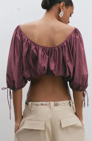 Mango Puff Sleeve Crop Top