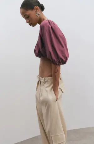 Mango Puff Sleeve Crop Top
