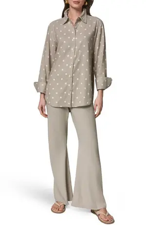 Donna Karan New York Long Sleeve Linen Blend Shirt