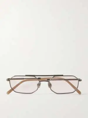 Brunello Cucinelli Brunello Cucinelli Aviator-Style Titanium Optical Glasses Dark Gray