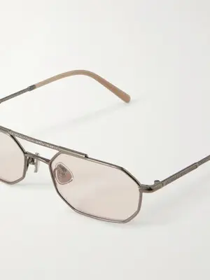 Brunello Cucinelli Aviator-style Titanium Optical Glasses - Gray