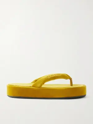 Balenciaga Jet Lag Velvet Thong Sandals - Yellow
