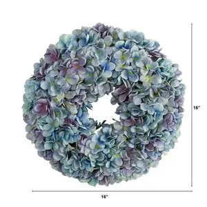 NEARLY NATURAL 16-in Hydrangea Artificial Wreath