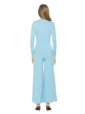 ALEXIA ADMOR Yael Long Sleeve Ruched Top Jumpsuit - Denim