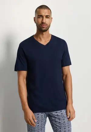Hanro Night And Day Cotton And Tencel V-neck T-shirt - Deep Navy