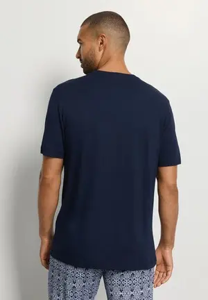 Hanro Night And Day Cotton And Tencel V-neck T-shirt - Deep Navy