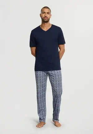 Hanro Night And Day Cotton And Tencel V-neck T-shirt - Deep Navy