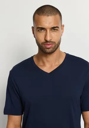 Hanro Night And Day Cotton And Tencel V-neck T-shirt - Deep Navy