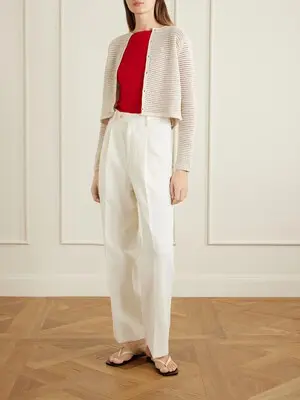 Auralee Tussah Crocheted Silk And Cotton-blend Cardigan