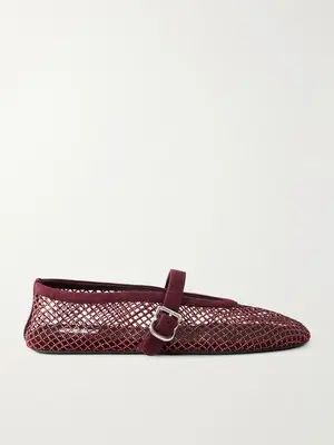 Alaïa Patent Leather-trimmed Mesh Ballet Flats - Burgundy