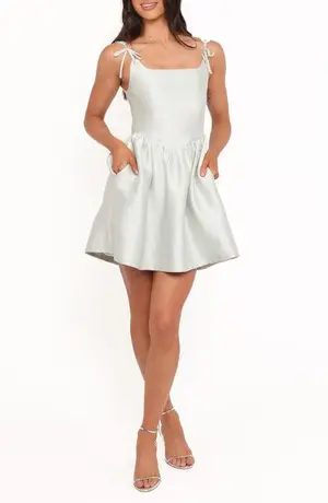 PETAL & PUP Marcelline Tie-strap Fit & Flare Mini Dress - Mint Green
