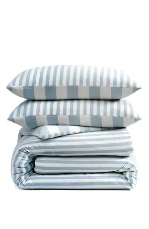 Dkny Reversible Vintage Stripe Washed Cotton Comforter & Sham Set - Blue