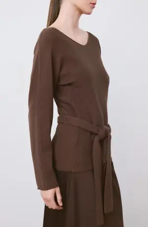 Mango Long Sleeve Belted Cotton Sweater
