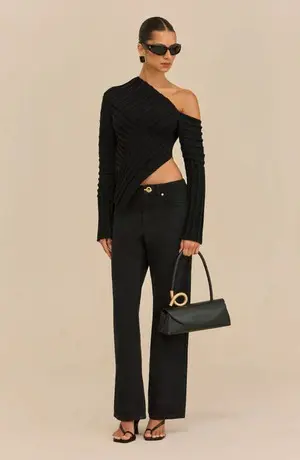 Cult Gaia Jaidan Asymmetric Ribbed Top
