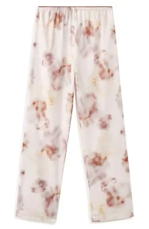 Mango Watercolor Print Cotton Pajama Pants - Brown
