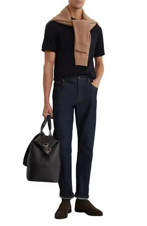 REISS Brook Merino Wool T-shirt - Navy