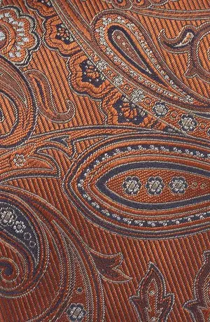 Canali Paisley Silk Neck Tie - Orange
