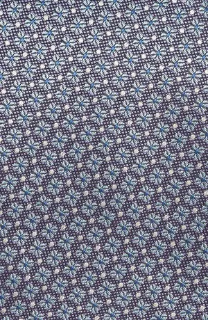 Canali Floral Medallion Silk Tie - Light Blue