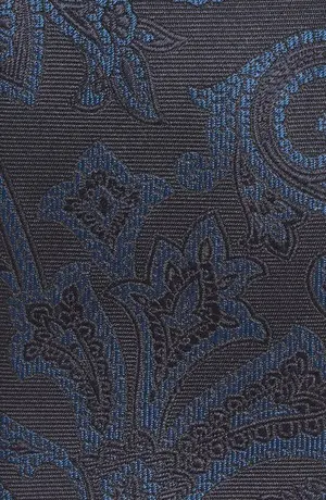 Canali Paisley Silk Standard Tie - Black
