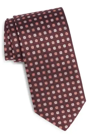 Canali Medallion Silk Tie - Dark Red