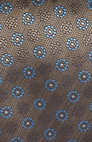 Canali Floral Medallion Silk Tie - Light Brown