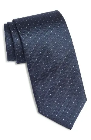 Canali Geometric Silk Neck Tie - Navy