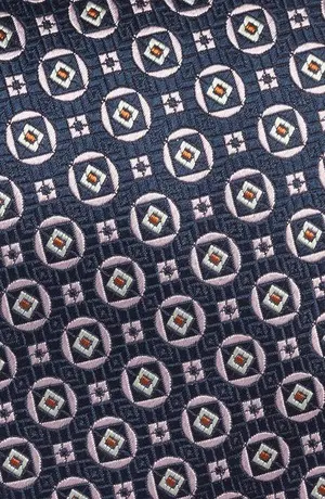 Canali Geometric Medallion Silk Tie - Navy