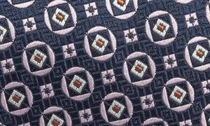 Canali Geometric Medallion Silk Tie - Navy