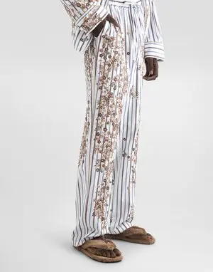 Dolce & Gabbana Cotton-silk Vanity Trousers With Embroidery
