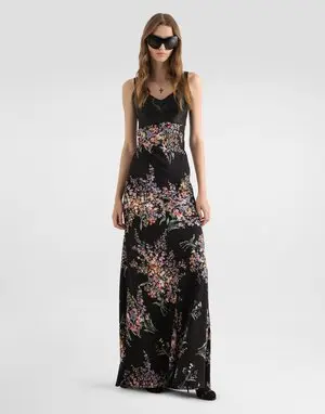 Dolce & Gabbana Flower Bouquets-print Long Charmeuse Dress