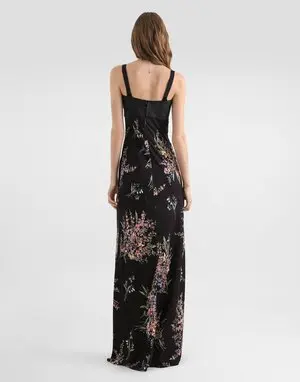 Dolce & Gabbana Flower Bouquets-print Long Charmeuse Dress
