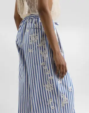 Dolce & Gabbana Striped Poplin Trousers With Rhinestones And Embroidery - Multicolor
