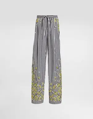 Dolce & Gabbana Floral Embroidered Poplin Trousers - Multicolor