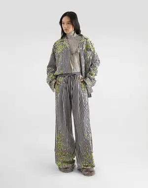 Dolce & Gabbana Floral Embroidered Poplin Trousers - Multicolor