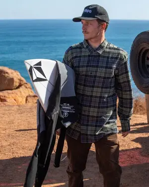 Volcom Levelstone Long Sleeve Shirt - Dark Olive
