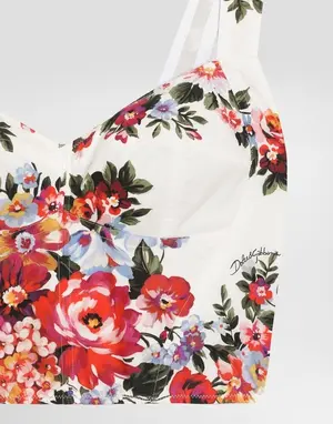 Dolce & Gabbana Flower Bouquet-print Cotton Bustier Top - Multicolor