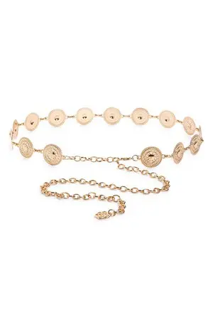 Bp. Embossed Circular Chain Belt - Gold- Ivory